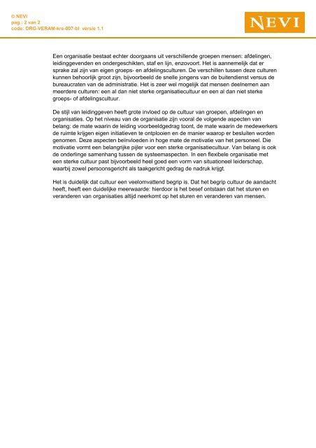 Organisatiecultuur Het Ui Model Nevi