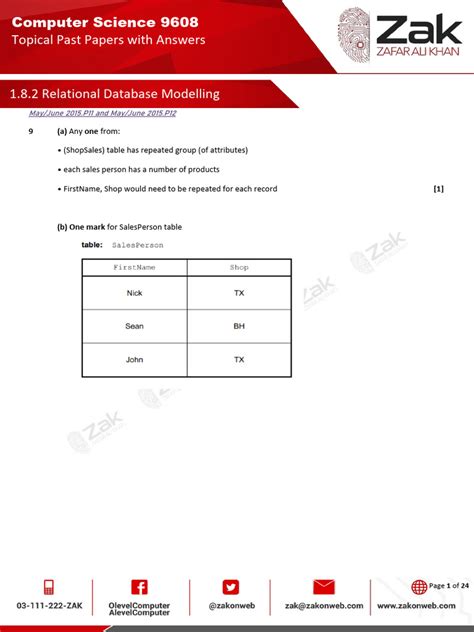 182 Relational Modelling Answers Pdf Relational Model