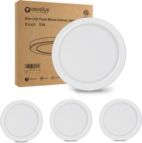 Novelux 5 Flush Mount Ceiling Light Dimmable 5000k White Led Ceiling Light Ultra Thin Round