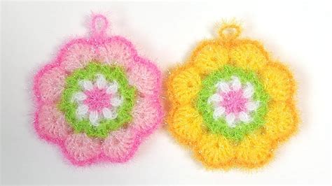 수세미뜨기 상큼꽃 수세미crochet Flower Crochet Dish Scrubber Youtube