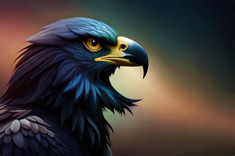 Premium Ai Image A Blue Eagle With A Yellow Eye