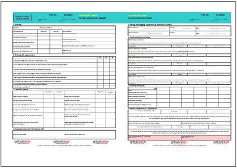 Lifting Operation Safe Work Permit For Template Compliance Template