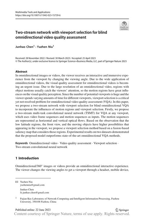 Two Stream Network With Viewport Selection For Blind Omnidirectional