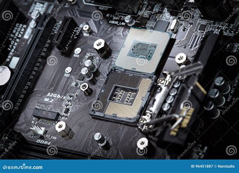 Modern Computer Processor On Motherboard Socket Stock Image Image Of Electrical Circuit