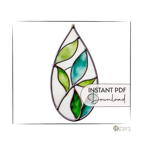 Teardrop Plant Stained Glass Pattern Glassyrock Arts
