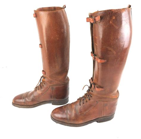 British Army Ww1 Officer Long Field Trench Boots With Original