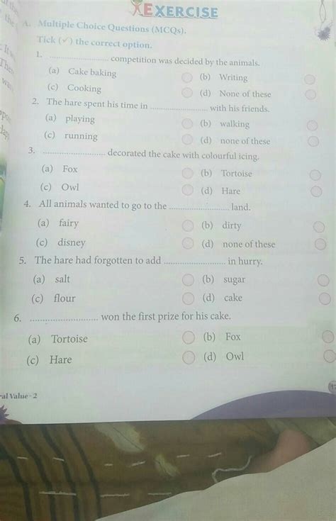 Eexercise A Multiple Choice Questions Mcqs Tick ∨ The Correct Optio