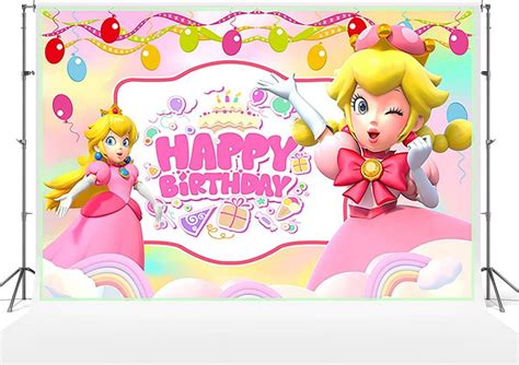 Super Mario Princess Peach Backdrop Birthday Party Banner Decoration