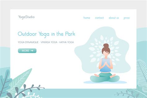 연꽃 포즈에 앉아 소녀 공원에서 하 타 요가 요가 스튜디오 웹 배너 템플릿 버튼 스포츠 훈련에 대한 스톡 벡터 아트 및 기타 이미지 스포츠 훈련 운동 개념 Istock