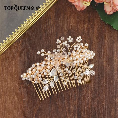 Peinetas Topqueen Hp44 Para Pelo De Novia Joyería Para El Pelo Adorno De Perlas De Cristal