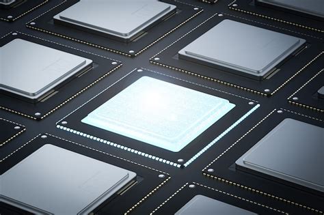Premium Photo 3d Rendering Cpu Chips In A Row