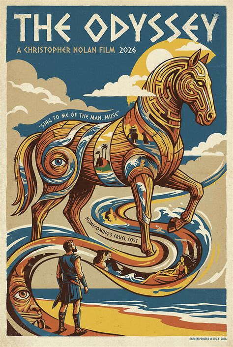 The Odyssey 2026 Minimal Movie Poster Retro Film Poster Vintage