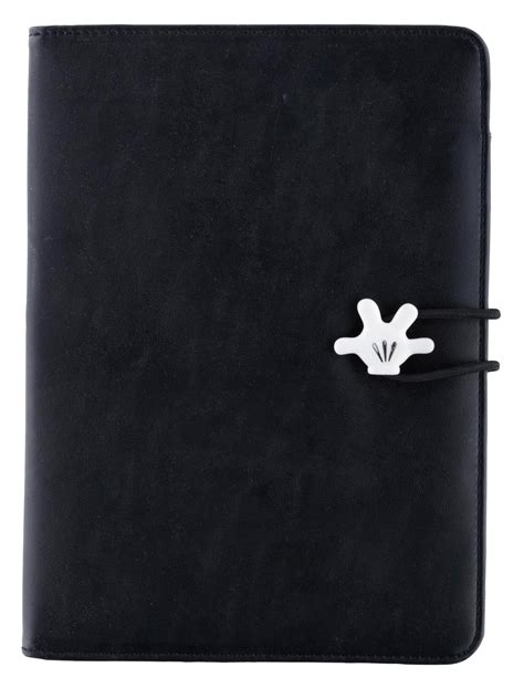A Small Padfolio With A Mickey Mouse Glove Clasp