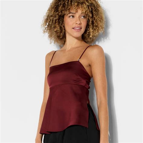 Womens Satin Camisole Wild Fable™ Burgundy M 1 Ct Shipt
