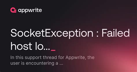 Socketexception Failed Host Lookup ‘ Os Error