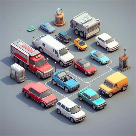 Premium Photo Vehicles Build An Array Of 3d Isometric Vehicles