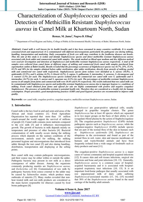 Pdf Characterization Of Staphylococcus Species And Detection Of Methicillin Resistant