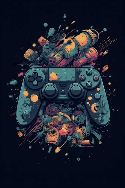 Premium Ai Image A Close Up Of A Video Game Controller With A Bunch Of Objects Generative Ai