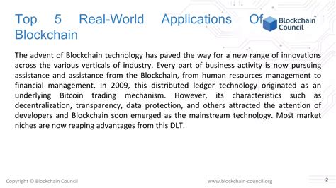 Top 5 Real World Applications Of Blockchain Ppt