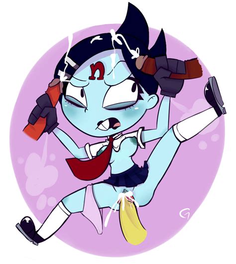 Rule 34 1girls Blue Hair Blue Skin Buckteeth Crash Series Cyborg