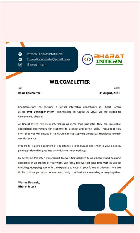 Rama Rani V On Linkedin Web Bharatintern Intern Bharatintern