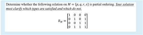 solved determine whether the following relation on