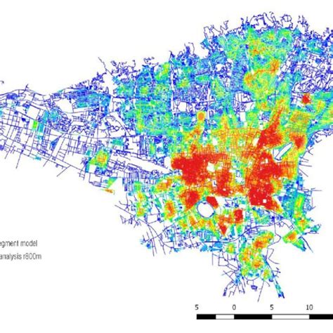 processed model of tehran showing dense movement routes in an angular