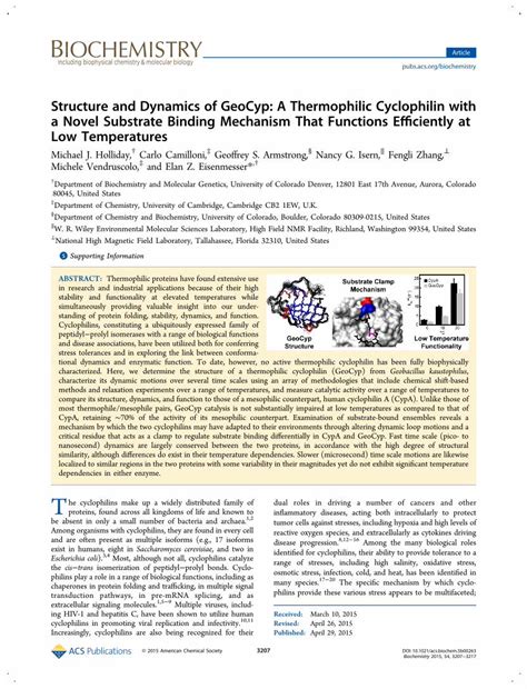 Pdf Structure And Dynamics Of Geocyp A Thermophilic Cyclophilin