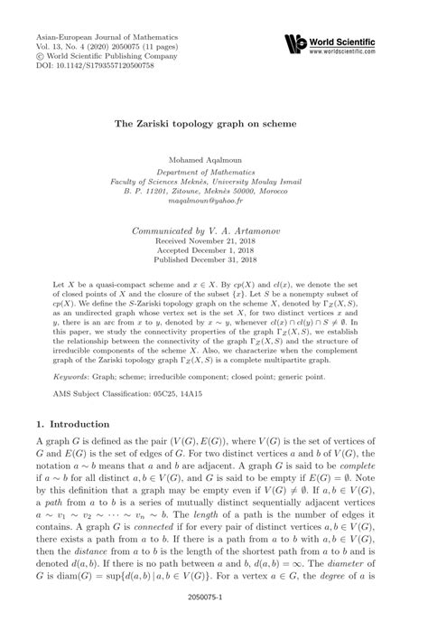 Pdf The Zariski Topology Graph On Scheme