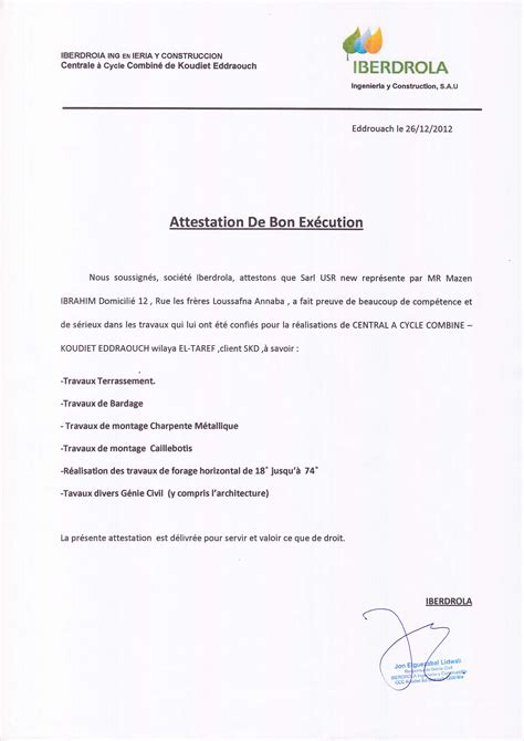 Attestation De Bonne Exécution Word Attestation Modele Attestation Hot Sex Picture