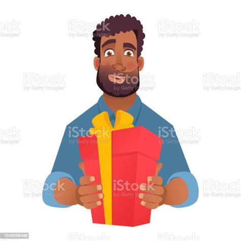 사업가 선물을 제공합니다 선물 벡터 일러스트입니다 빨간 선물 상자를 들고 아프리카 남자 공휴일에 대한 스톡 벡터 아트 및 기타 이미지 공휴일 기념일 남성 Istock