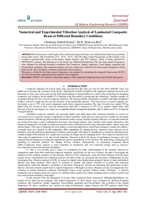 Pdf Vibration Analysis Of Composite Plate Ijmer Journal