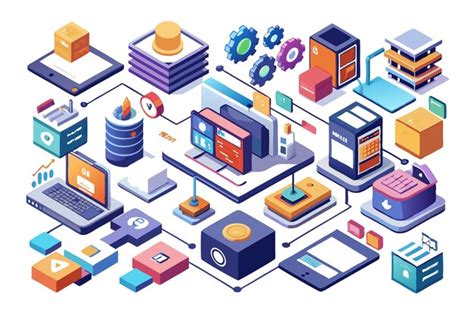 An Isometric Illustration Of A Complex Network Of Connected Devices Servers And Data Points