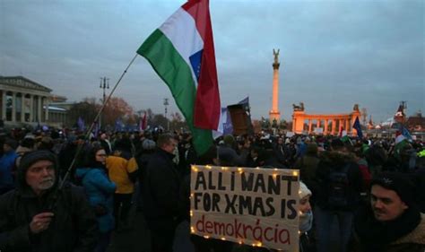 Hungary Protests Thousands Swarm Budapest In Protest Over Orban Labour