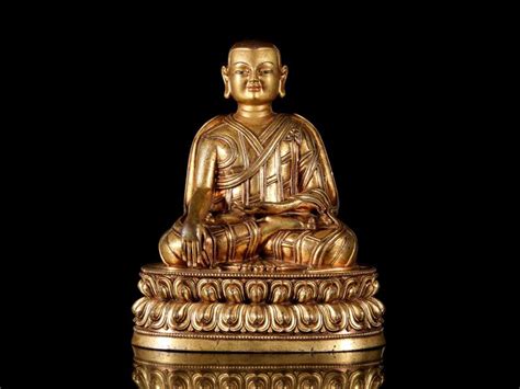 靓宝格 明 铜鎏金上师坐像