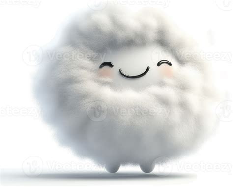 Fluffy Happy Cloud Character With Cheerful Expression 60730010 Png
