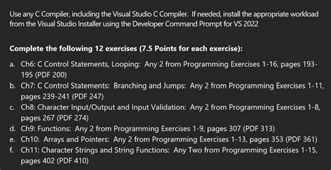 Solved Use Any C Compiler Including The Visual Studio C