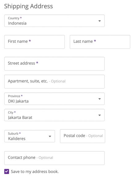 Address For Indonesia