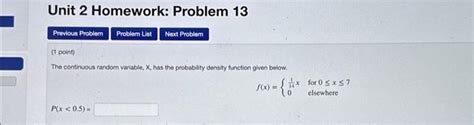 Solved Unit Homework Problem Previous Problem Problem Chegg Com