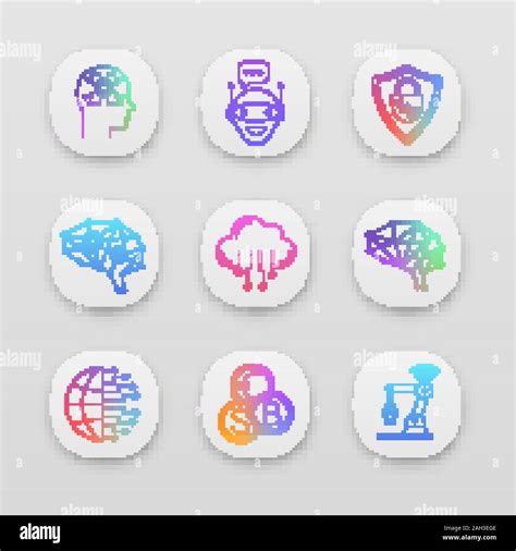 Artificial Intelligence App Icons Set UI UX User Interface AI Chat