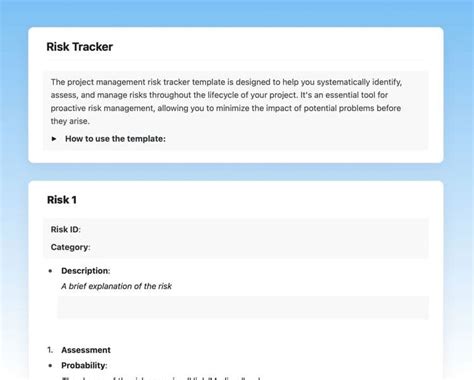 Risk Tracker Free Craft Template