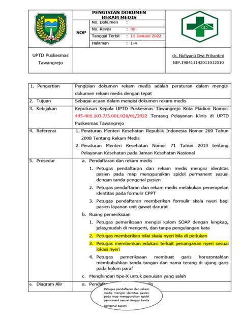 Rev Diagram Sop Pengisian Dokumen Rekam Medis 2023 Pdf