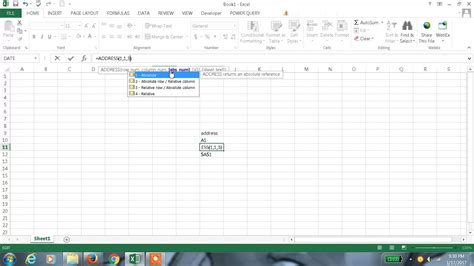 Excel 2013 Tutorial 35 Address Function In Excel Youtube