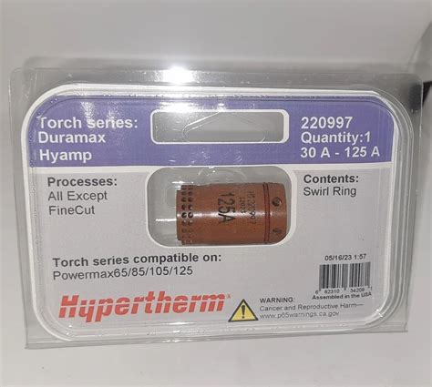 Hypertherm Power Max 125 Swirl Ring Consuamables At ₹ 2317piece