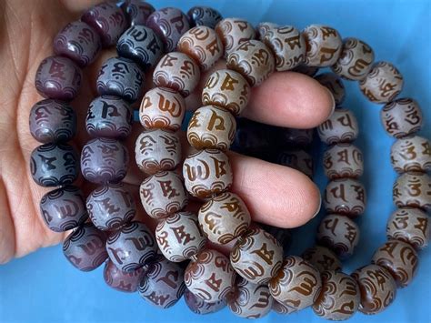 Natural Bodhi Root Beads Carved Om Mantra Diy Buddhism Accessories Etsy