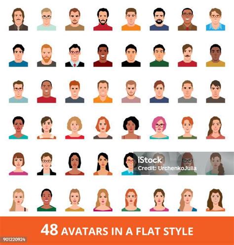 남자와 여자는 플랫 스타일에서의 아바타의 큰 벡터 설정 경영자에 대한 스톡 벡터 아트 및 기타 이미지 경영자 기하 도형 남자 Istock