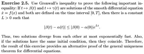 Exercise 2 5 Use Gronwalls Inequality To Prove The Following Important Inequality If T ↦β T