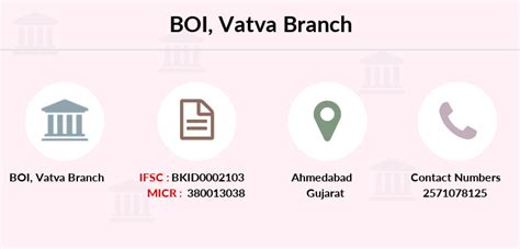 BOI Vatva IFSC Code BKID