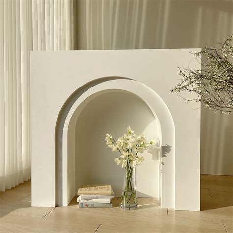 무아르멜로뮤 프리미엄 화이트 라운드벽난로 심플벽난로 인테리어벽난로 콘솔 장식장 위시버킷