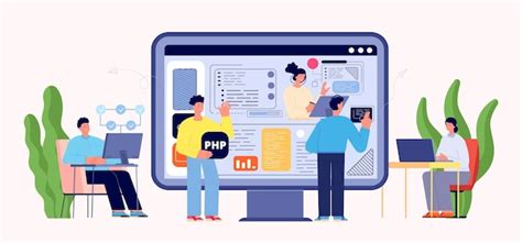 Premium Vector Web Developers And Users Programmers Create Site Page
